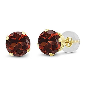 Gem Stone King 14K Gold Gemstone Birthstone Solitaire Stud Earrings | Round 6MM | Gold Earrings for Women