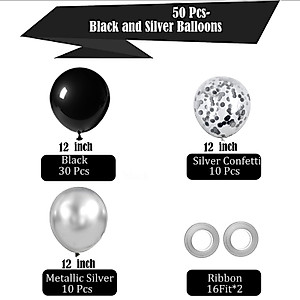 Black Balloon Garland Kit,106 pcs Black Balloons Different Sizes Pack 18/12/10/5inch Black Latex Party Balloons for Birthday,Graduation,Baby Shower,Wedding,Holiday Balloon Decoration