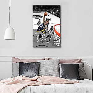 Ja Morant Poster Canvas Wall Art Basketball Posters Interior Room Bedroom Office Wall Decor (16x24inch-No Frame,A)
