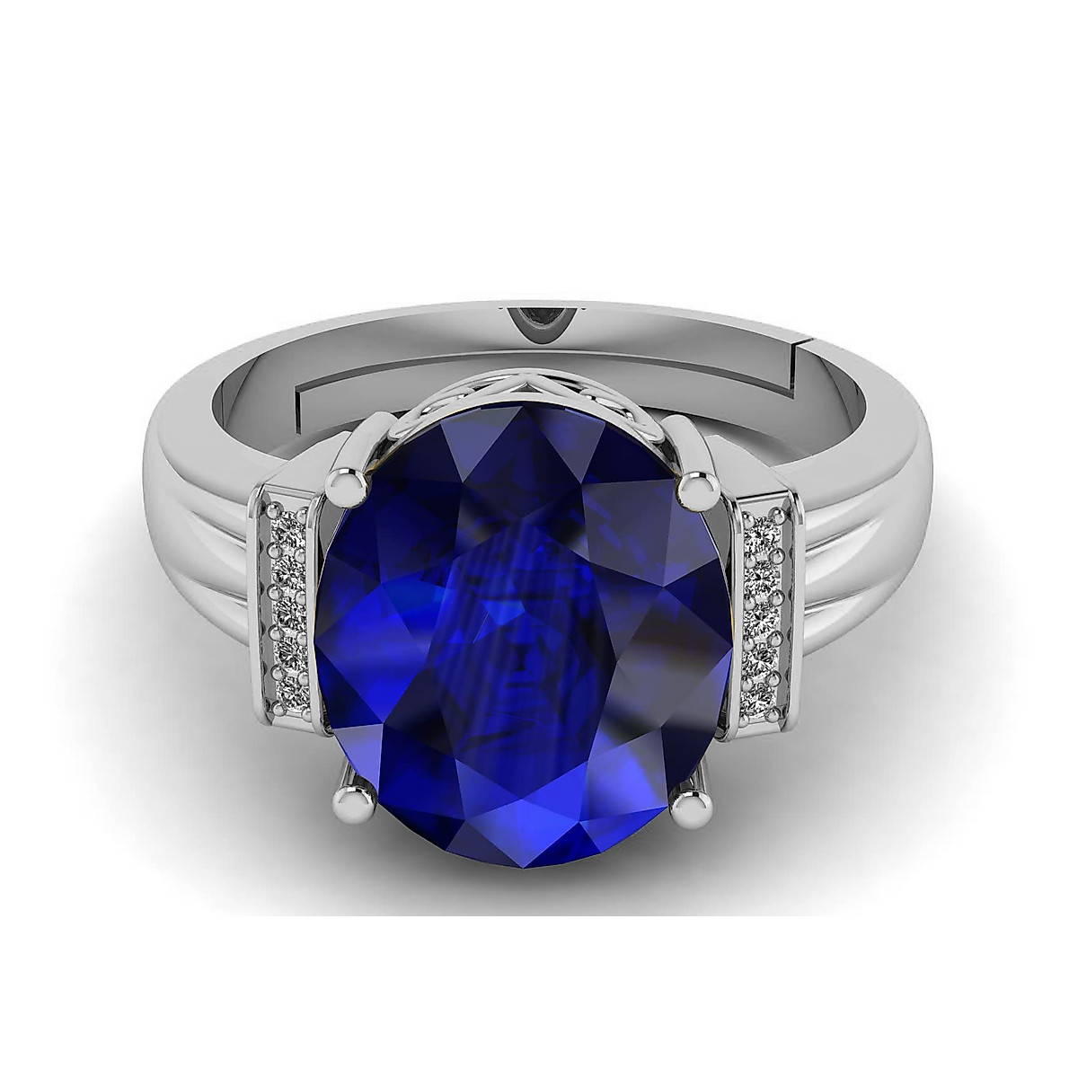 LMDPRAJAPATIS 8.25 Carat Natural Blue Sapphire Silver Plated Wedding Fashion Ring For Men And Women