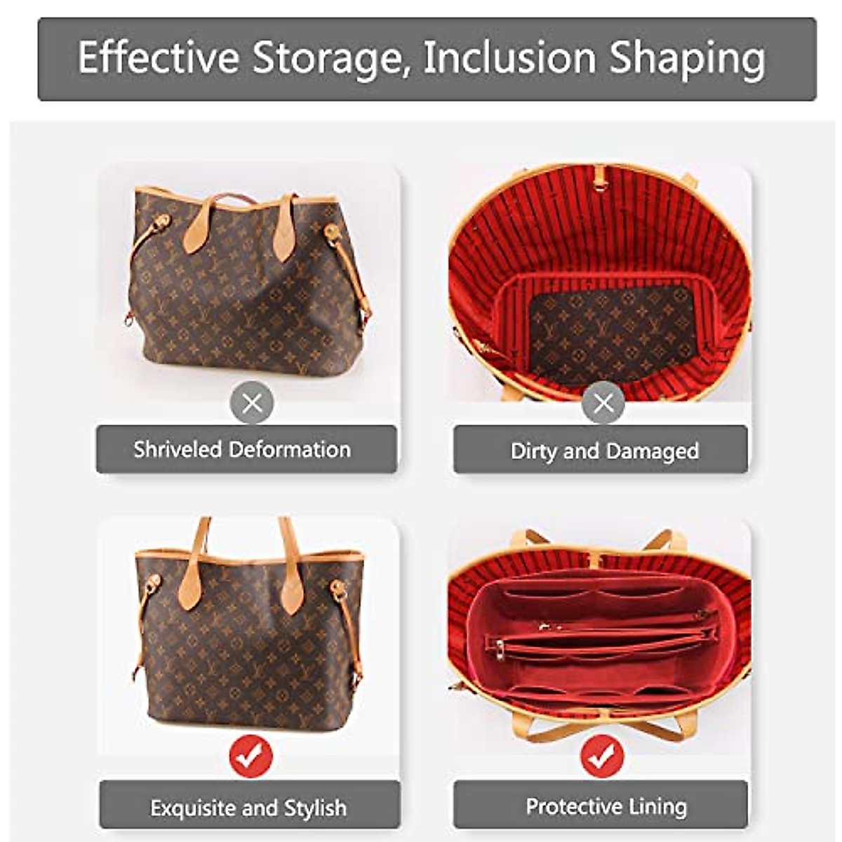 Lmeison Purse Organizer Insert for Handbags, Tote Bag Organizer with Zipper, Purse Insert for Marc Jacobs, Neverfull Mm Speedy and More, Black, Medium