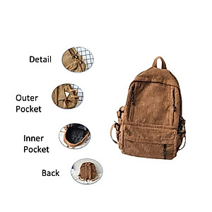 Kawaii Cute Aesthetic Fuzzy Fluffy Plush Sherpa Fleece Corduroy Backpack Rucksack Daypack School Teen Girls Children Women (black) Large