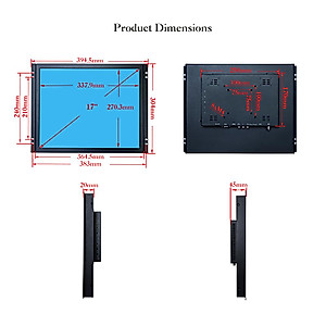 iChawk 17" inch Display 1280x1024 4:3 RCA BNC HDMI-in VGA Metal Shell Embedded Open Frame Wall-Mounted Built-in Speaker Remote Control PC Monitor LCD Screen USB Port U-Disk Video Player, K170MN-59