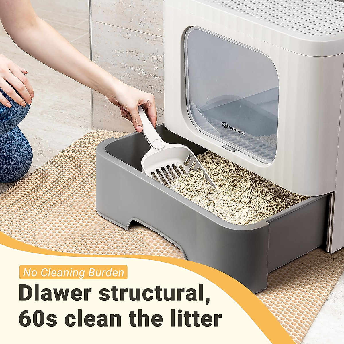 MIU COLOR Enclosed Cat Litter Box, Large Covered Kitty Litter Box with Lid, Big Top Entry Deep Tray, Anti-Splashing Easy to Clean, 20.3 x 15.6 x 15 Inches