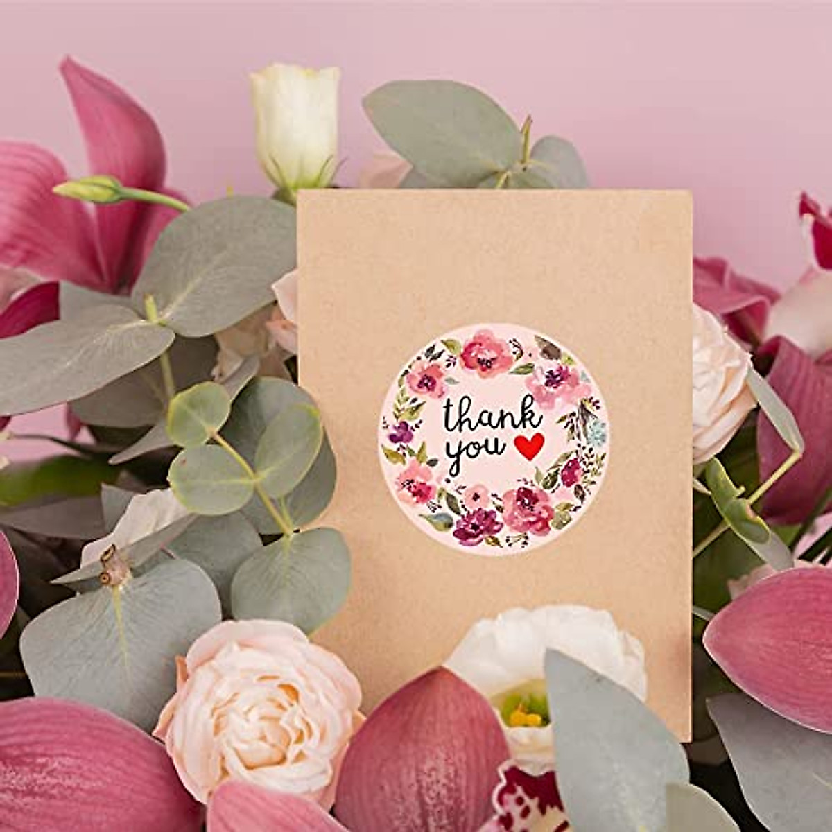 Thank You Stickers Labels 500PCS 1.5 Inch Small BusinessThanksgiving Waterproof for Party Baby Shower Wedding Hand Gift Small Business,Cute Clear 8 Colors