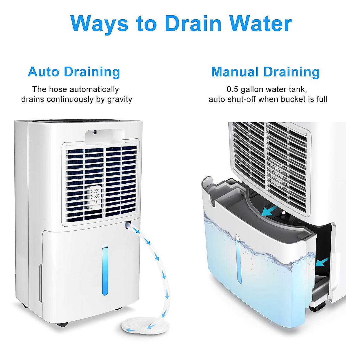SEAVON 30 Pint Dehumidifiers for 2000 Sq. Ft Home Basement with Drain Hose, Dehumidifier with Auto and Manual Drainage,12 Hours Timer, Child Lock, Dry Clothes, Intelligent Humidity Control for Bedroom