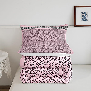 Erosebridal Animal Print Bedding Set Queen Girly Pink Comforter Set, Cheetah Printed Duvet Insert Safari Leopard Quilt Set, Black and White Zebra Skin Bedding Comforters & Sets for Kids Boys Girls