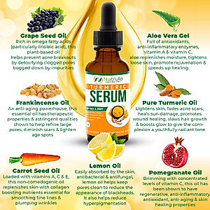 Turmeric Serum for Face & Body - All Natural Turmeric Skin Brightening Serum for Spots - Turmeric Facial Repair Serum Cleanses Skin, Fights Acne, Evens Tone, Minimizes Pores - Pure Turmeric Oil