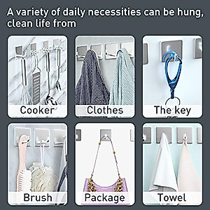 YAKAON Self-Adhesive Hooks, Heavy Duty Kitchen Bathrooms Robe Hooks, Towel Stands Sticky Wall Hook, Toilet Waterproof and Rust-Proof Bath Towel Hooks - 4 Packs