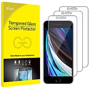 JETech Screen Protector for iPhone SE 3/2 (2022/2020 Edition), 4.7-Inch, Tempered Glass Film, 3-Pack