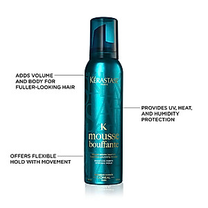 Kerastase Mousse Bouffante Hair Mousse | Volumizing and Bodying Styling Product | Strong Hold | Heat Protectant | With Vitamins | For All Hair Types | 150ml