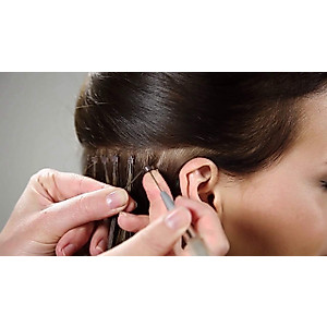 Professional Hair Extension & Beading Tool Kit Remove Plier Set for beads (4 Piece) I-Link Micro Ring Loop Needle Pulling Hook Threader Wire for Silicone Rings (Tea Pink)