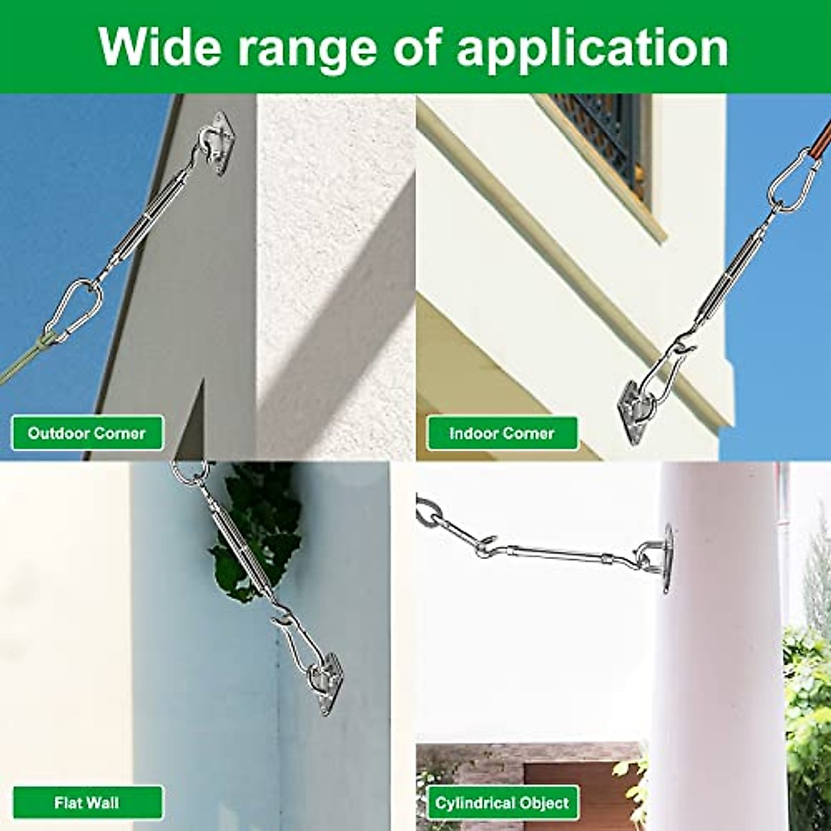 Ollieroo Shade Sail Hardware Kit for Rectangle and Square Sun Shade Sail Installation 8 Inches Silver