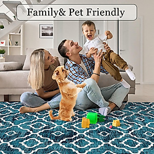 ROYHOME Area Rug 8x10 Living Room Rugs Machine Washable Rug Moroccan Rug Geometric Neutral Floor Carpet Soft Low Pile Stain Resistant Large Rug for Bedroom Under Dining Table Home Office