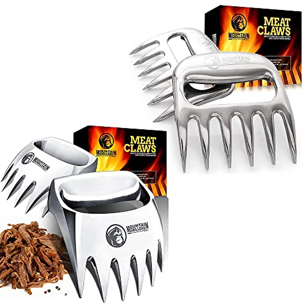 Meat Claws Meat Shredder for BBQ Best Pulled Pork Shredder Claw x 2 For Barbecue, Smoker, Grill (Solid Metal) Bundle with Meat Claws Meat Shredder for BBQ 5.91 x 4.72 x 1.18 inches