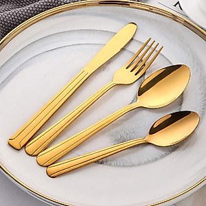 BuyGo Silverware Set, 32-Piece Flatware Set for 8 Stainless Steel Dinnerware Set Cutlery Tableware, Include Dinner Knife/Fork/Spoon/Teaspoon, Dishwasher Safe