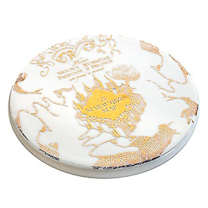 Harry Potter Coasters, Set of 4 Marauders Map Ceramic Coaster Set â€“ Protect Tables from Drink Cups and Glasses â€“ Perfect Harry Potter Gifts for Women and Men â€“ White with Gold Plated Design