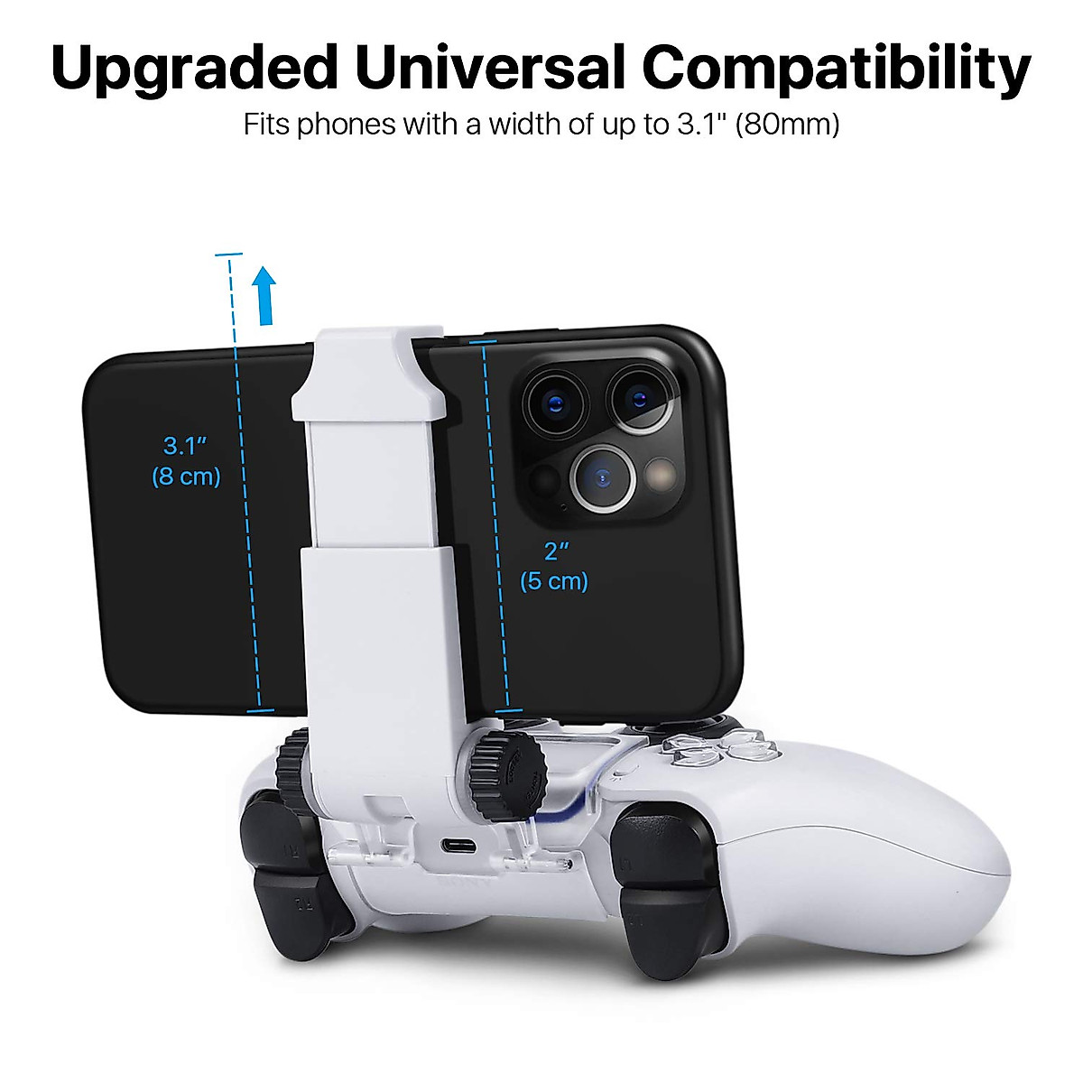 TNP PS5 Controller Phone Mount - Universal Phone Controller Mount for Playstation DualSense Controller - Adjustable Viewing Angle Mobile Gaming Clip for PS Remote Play