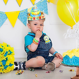 90 Pcs Happy Birthday Kits for Kids Classroom, Include Happy Birthday Crowns, Silicone Stretches, Badge Stickers, Students Kindergarten Birthday Party Hats for School Teacher Classroom Party Supplies