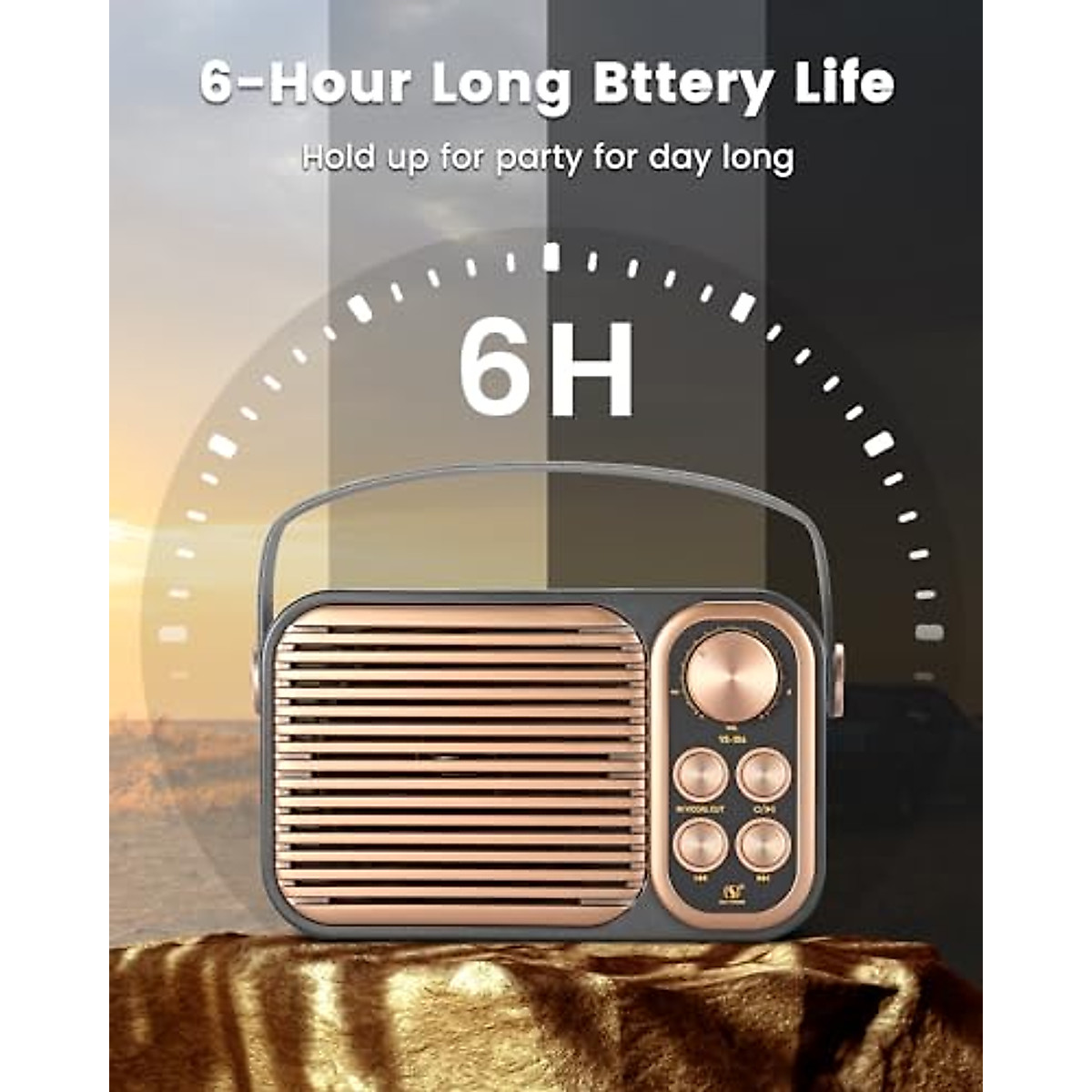 ALPOWL Mini Karaoke Machine for Adults Kids, Portable Bluetooth Speaker with Retro Radio Appearance, One-Click to Cancel The Original Sound for Home Party, Outdoor/Indoor