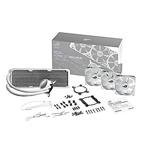 ASUS ROG Strix LC RGB White Edition All-in-One Liquid CPU Cooler (Aura Sync, 3X ROG 120mm Addressable RGB Radiator Fans, White) 360mm