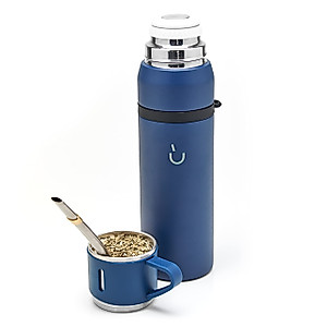 BALIBETOV Camping Thermos for Mate - Vacuum Insulated With Double Stainless Steel Wall- A Mate Thermos Specially Designed as Mate Argentino Kit that includes Bombilla and Mate Cup (Gray)