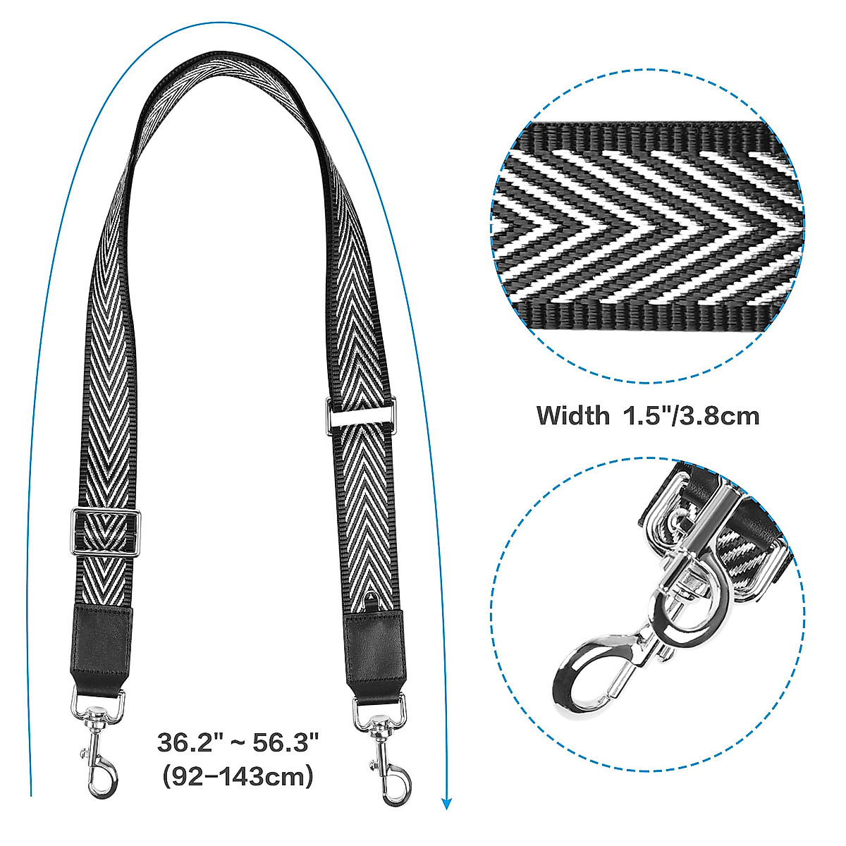 M10M15 Purse Strap Women Replacement Crossbody Strap Handbag Wide Adjustable Shoulder Belt for Guitar Luggage Camera