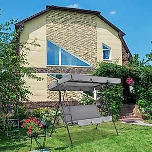 Doefo Garden Swing Set - UV Resistant Patio Replacement Swing & Swing Seat, Waterproof Polyester Swing Canopy Top Fit Most 3 Seater Swings