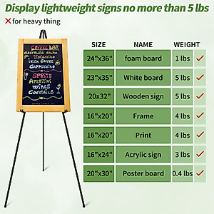 63" Tall Display Easel, Folding Instant Poster Easel, Black Steel Metal Telescoping Art Easel for Display Show, Easy Assembly with Carrying Bag (Black, 1Pack)