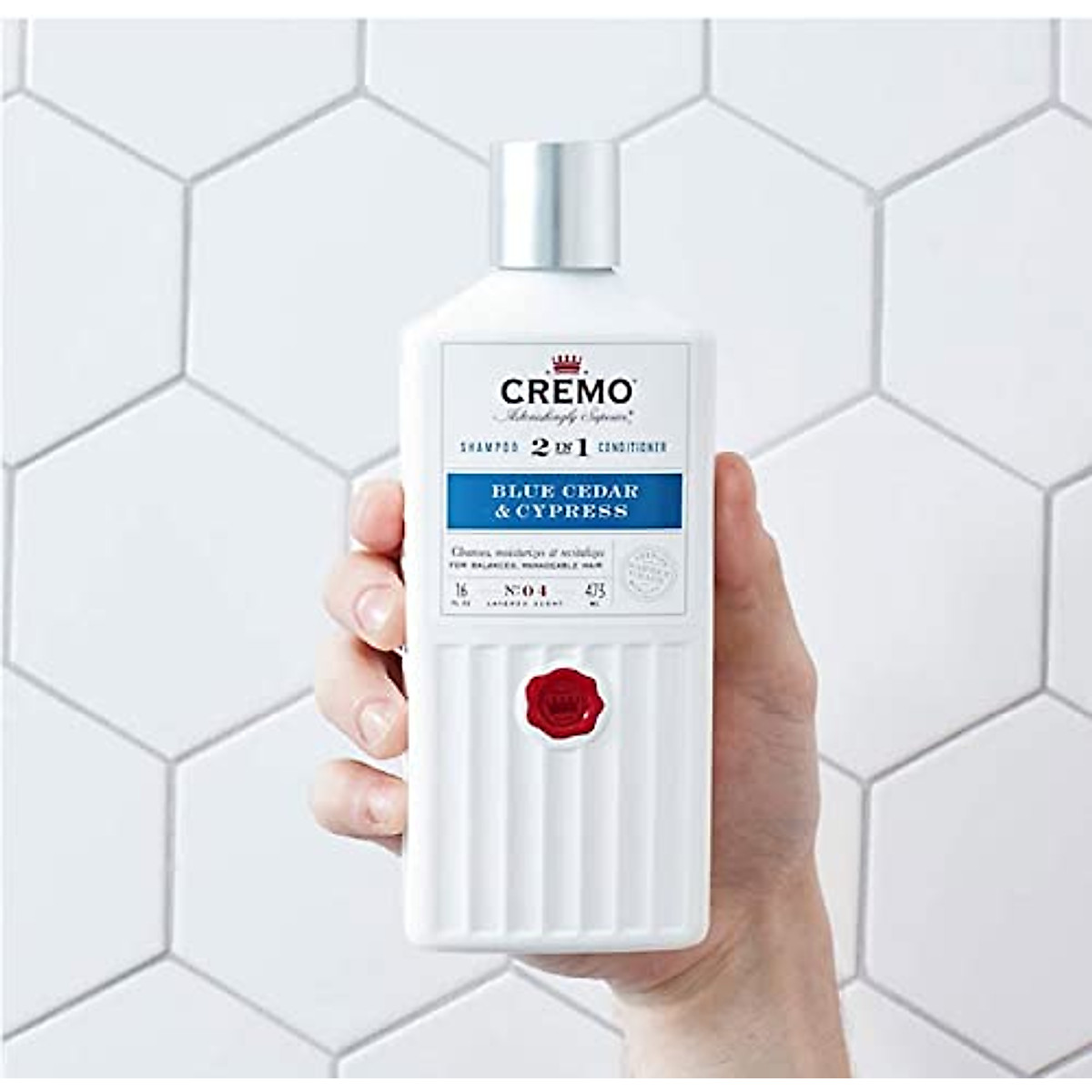 Cremo Barber Grade Blue Cedar & Cypress 2-in-1 Shampoo & Conditioner, 16 Fl Oz (2-Pack)