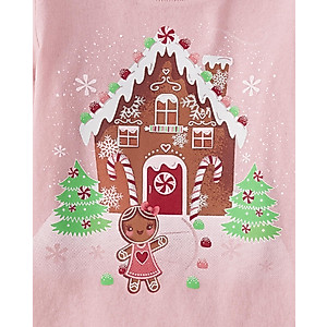 The Children's Place Baby Girls' and Toddler Long Sleeve Christmas Graphic T-Shirt, Gingerbread, 2T