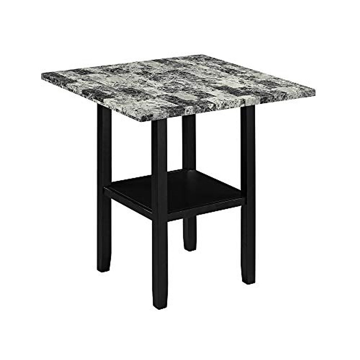 Danxee 5-Piece Counter Height Dining Set Faux Marble Top Counter Height Dining Table Set with 4 Leather-Upholstered Chairs and Bottom Shelf for Bar, Bistro, Dining Room, Kitchen (Gray)