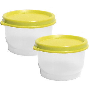 Tupperware 4 Ounce Snack Cups Set of 2 with Yellow Green Seals