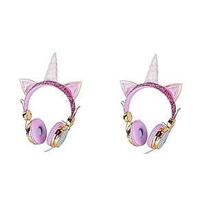 Abaodam Cat Ear Headphone 2pcs Unicorn Headphones Foldable Headphones Noise Cancelling Headphones on Ear Headphones Headset Headphones for Headphones with Mic Adjustable Girl