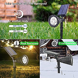 Clordeal Solar Spotlights Outdoor Waterproof Adjustable Solar Garden Landscape Spot Light, 4 LEDs 2-in-1 Auto On/Off Solar Inground Lights for Patio Yard Garden Driveway Pathway (2 Pack, Blue)