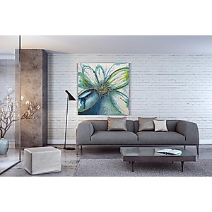 V-inspire Art,36x36 Inches Modern Abstract Hand Painted Acrylic Oil Painting for Living room Bedroom Wall Art Canvas Art Wall Colorful Flower Square Wood Frame Palette Knife Painter Ready to Hang