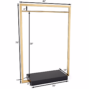 Displays2go Freestanding Garment Display Rack, Recessed LED Lighting, for Retail Boutique - Gold (SMOFCGRLED)