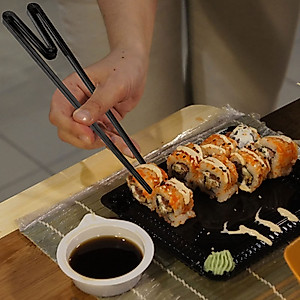 8 Pairs Training Chopsticks for Kids 9 Inches Plastic Chopsticks Reusable Non-Slip Chop Sticks(Black, Red)