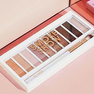 FLOWER BEAUTY By Drew Barrymore Shimmer + Shade Eyeshadow Palette - Neutral Colors + Ten Shades - Mix + Layers Shades - Easily Blendable + Rich Color Payoff - Brush Included (Smoke Show)