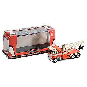 Greenlight 86631 1984 Freightliner FLA 9664 Tow Truck - Orange, White and Brown 1/43 Scale