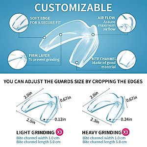 AKSO MEDICOS Bruxism Mouth Guard，Teeth Whitening Mouth Tray,2 Sizes,Pack of 6 Sports Mouth Guard with Case