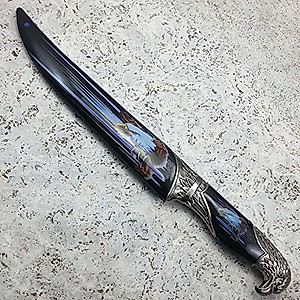 13" EAGLE HEAD DAGGER Collectors Hunting Carbon Steel Sharp Tactical Fixed Blade Knife W/DECORATIVE EAGLE PRINTED SHEATH