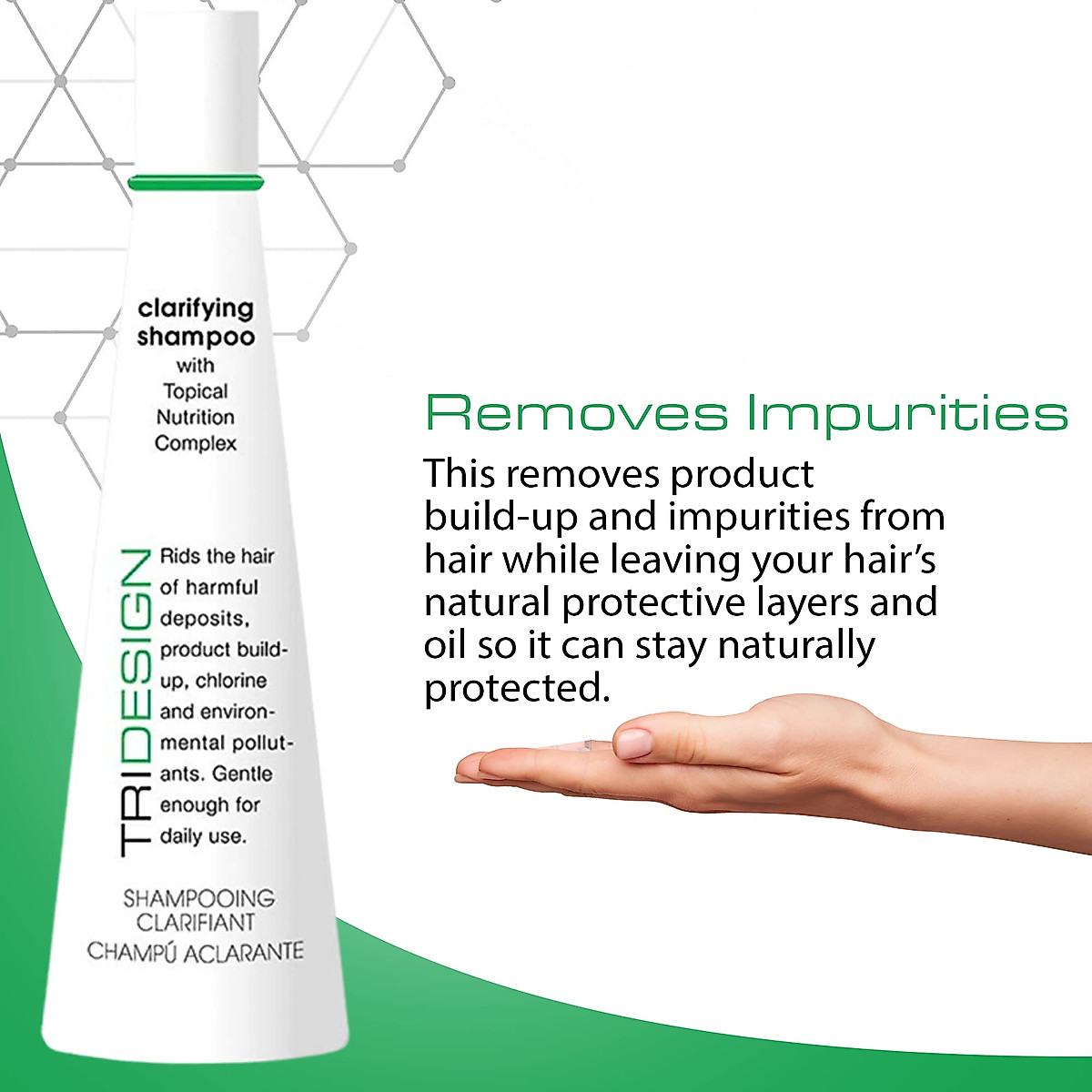 TRI Design Hair Care Clarifying Shampoo - Liquid Shampoo for Hair Deep Cleansing - Build Up & Impurities - Perfect Hair Care Products & Everyday Shampoo - 10.5 fl. oz.