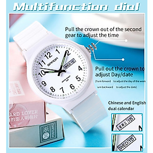 Women's Watch Waterproof Ladies Watches Sport Wrist Watch Nurse Analog Simple Minimalist Casual Watch Dress Wristwatch with Day Date White Black Pink Gold Green Purple