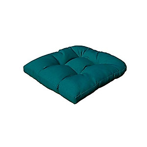 Sewker Outdoor/Indoor Tufted Wicker Seat Cushions, 19" x 19" for Patio Chair Furniture Set of 2 - Teal