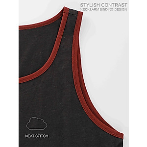 KNQR Men's Casual Retro Slim Fit Workout Gym Muscle Running Tank Top Undershirts Sleeveless Shirts H.Charcoal/Rusty L