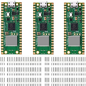 GeeekPi 3PCS Raspberry Pi Pico W with Pin-Headers,- Raspberry Pi RP2040 Chip, Wi-Fi Wireless Connectivity