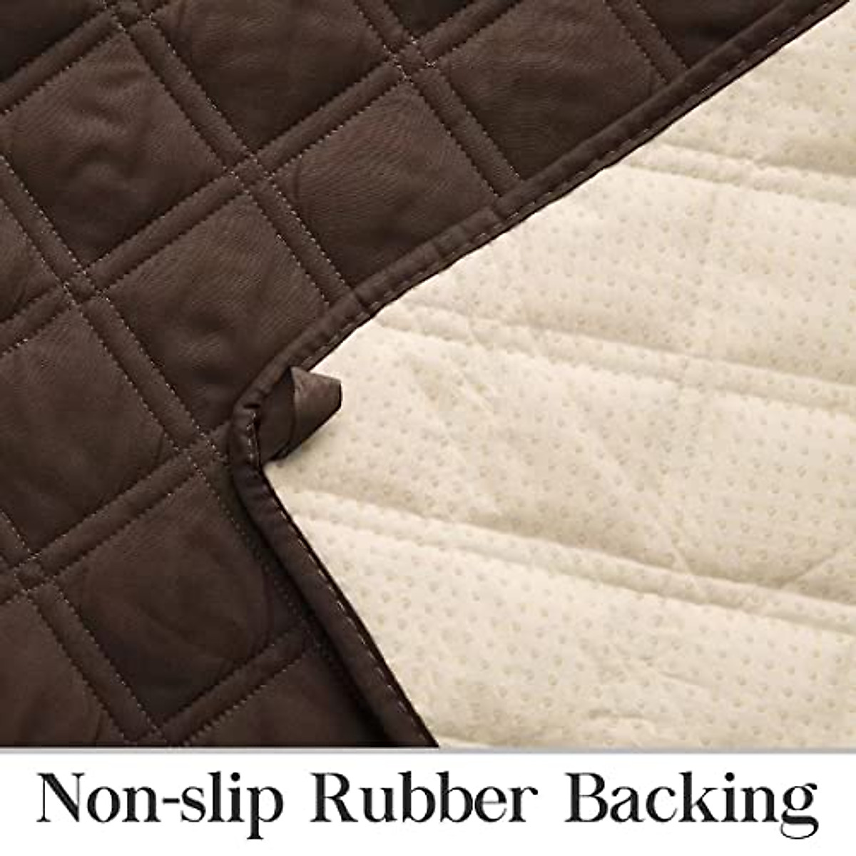 TOMORO Non-Slip Loveseat Recliner Cover, 100% Waterproof Quilted Recliner Chair Slipcover Furniture Protector with Pockets, Washable Couch Cover with Elastic Straps for Kids and Pets