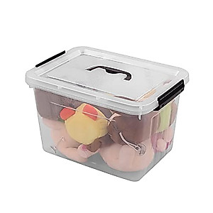 Qskely 6-Pack 10 L Clear Plastic Storage Box, Latch Storage Box with Handle