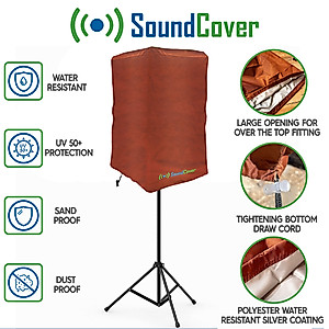 12 Inch PA/DJ Lightweight Powered Speaker Cover Bag in Brown for Stand Mounted Speakers - Over The top fit, Water Resistant (not Waterproof), 50 UV Protection